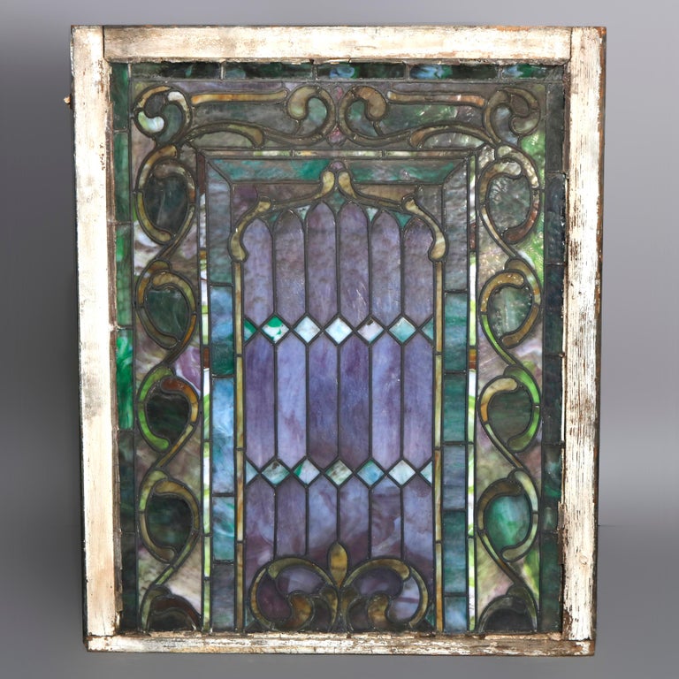 Antique Arts and Crafts Mosaic Leaded Slag Glass Window, circa 1930 at ...
