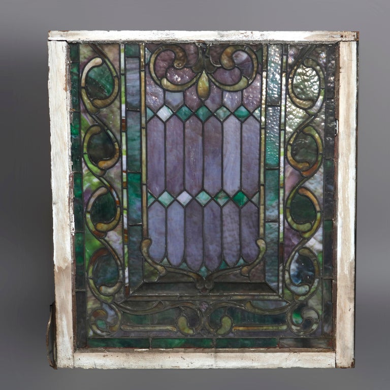 Antique Arts and Crafts Mosaic Leaded Slag Glass Window, circa 1930 at ...