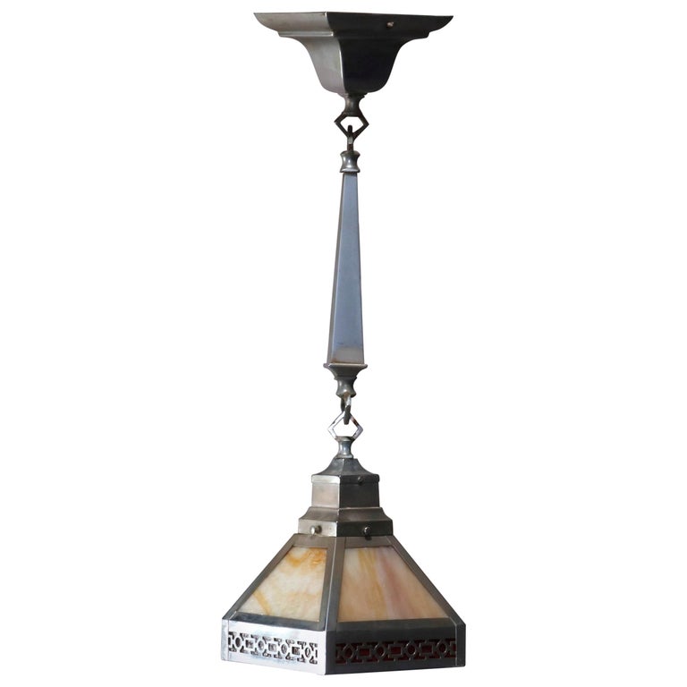 Antique Arts and Crafts Nickel-Plated Mission Hanging Light, circa 1915 ...