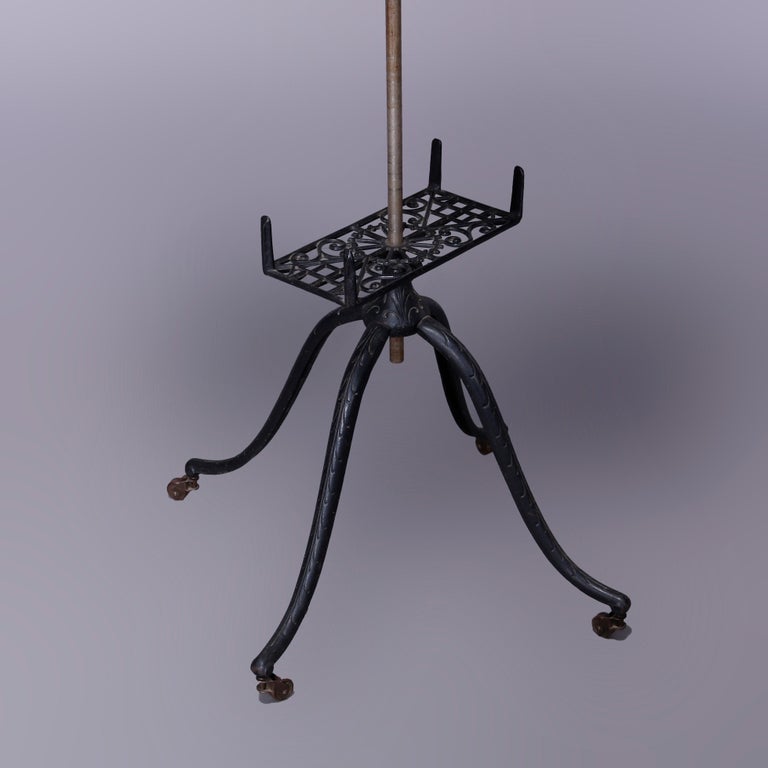 Antique Arts and Crafts Oak and Cast Iron Library Dictionary Book Stand ...