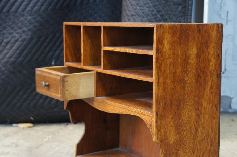 Antique Arts and Crafts Oak Desktop or Hanging Organizer Clerk ...