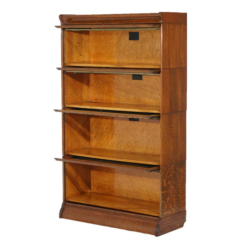 Antique Arts and Crafts Oak Four Stack Barrister Bookcase by Hale ...