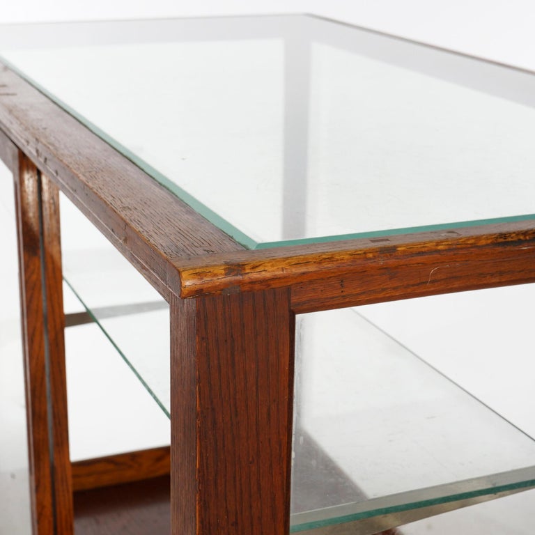Antique Arts and Crafts Oak and Glass Country Store Counter Display ...