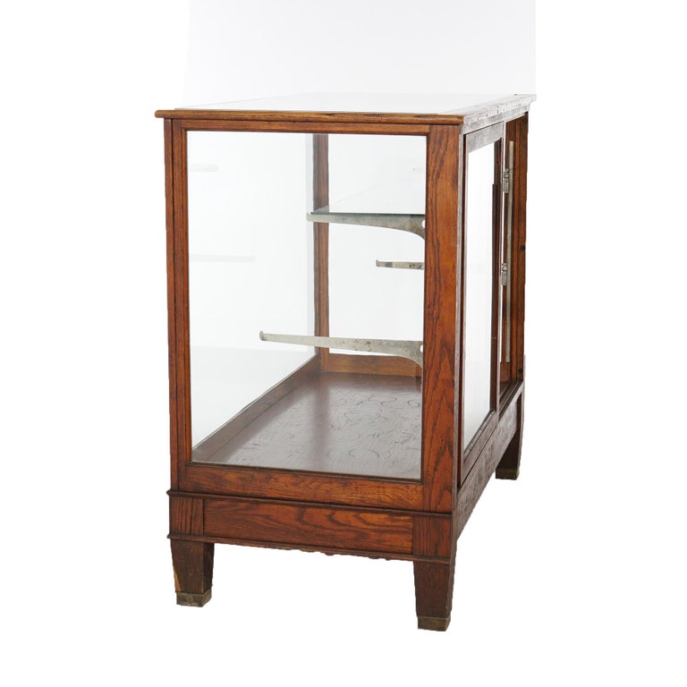Antique Arts and Crafts Oak and Glass Country Store Counter Display ...