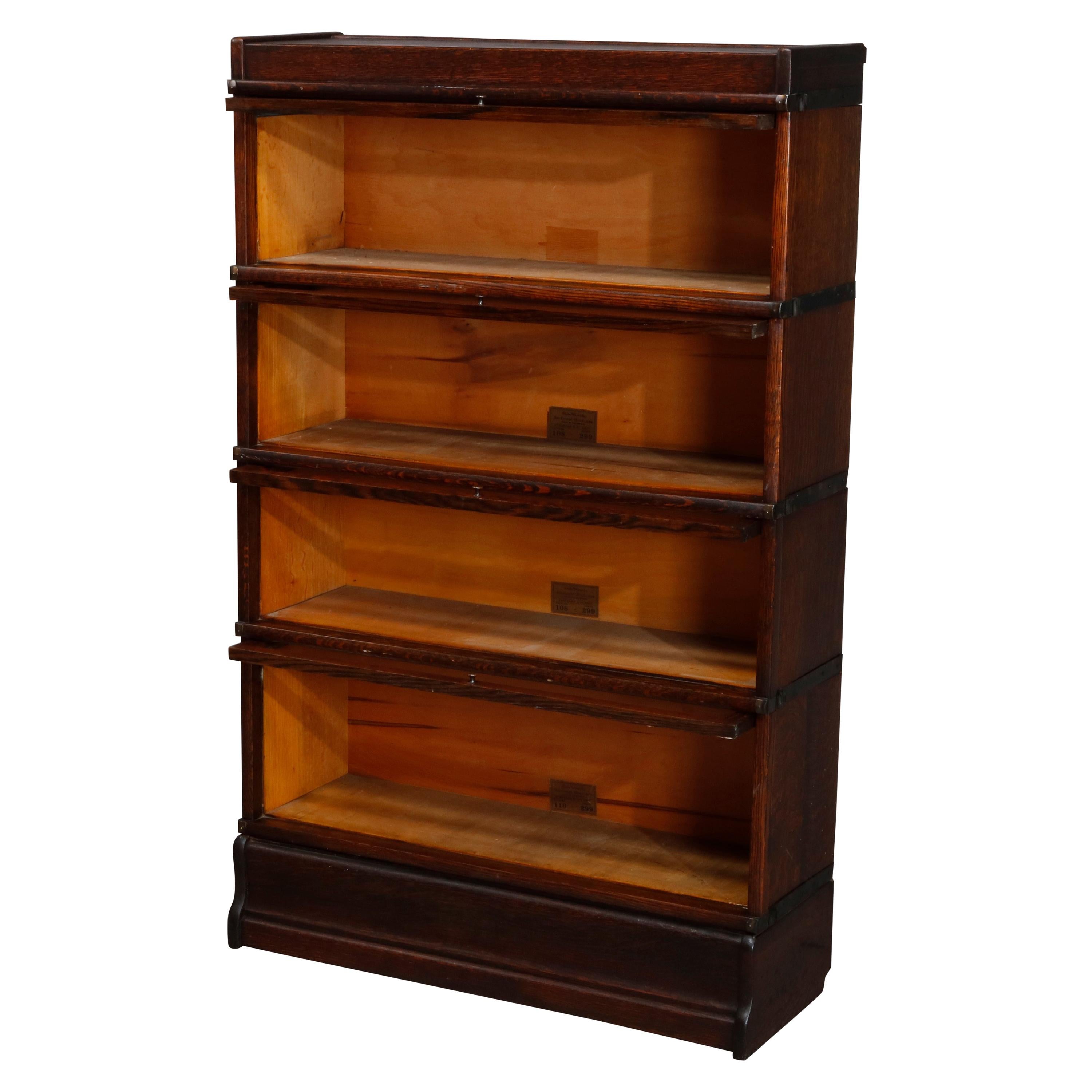Antique Arts and Crafts Oak Globe Wernicke 4 Stack Barrister Bookcase, circa 1920 at 1stDibs ...