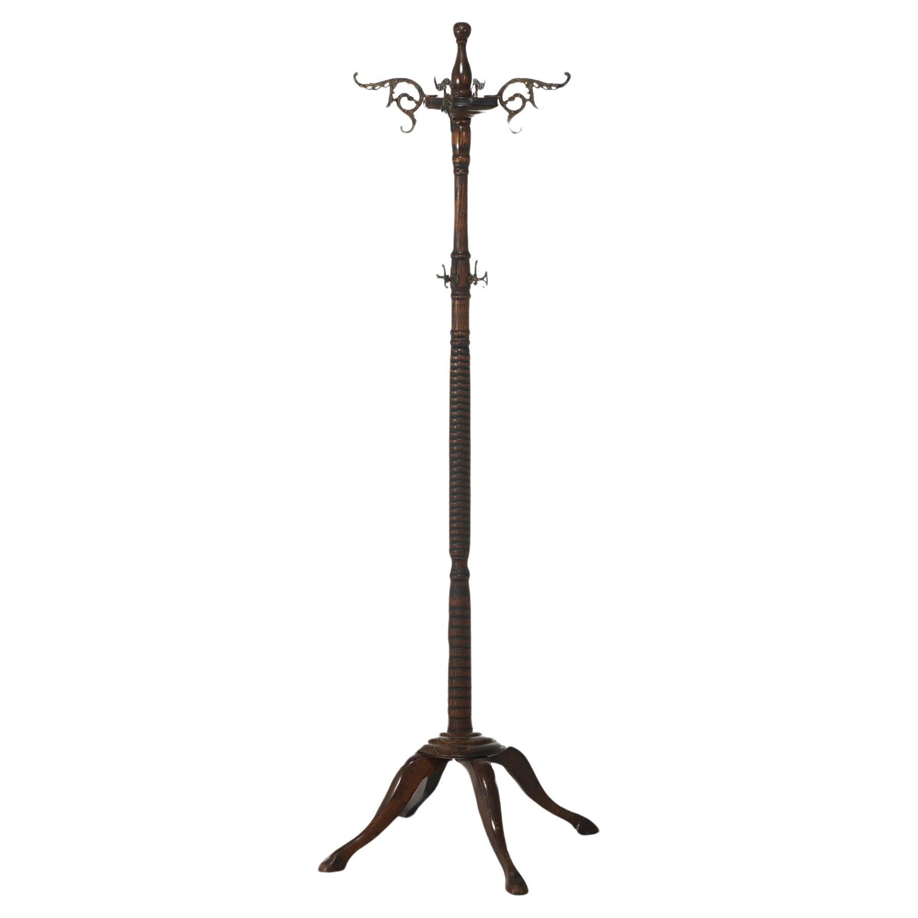 Antique Arts and Crafts Mission Oak Hall Tree Coat Rack, Early 20th ...