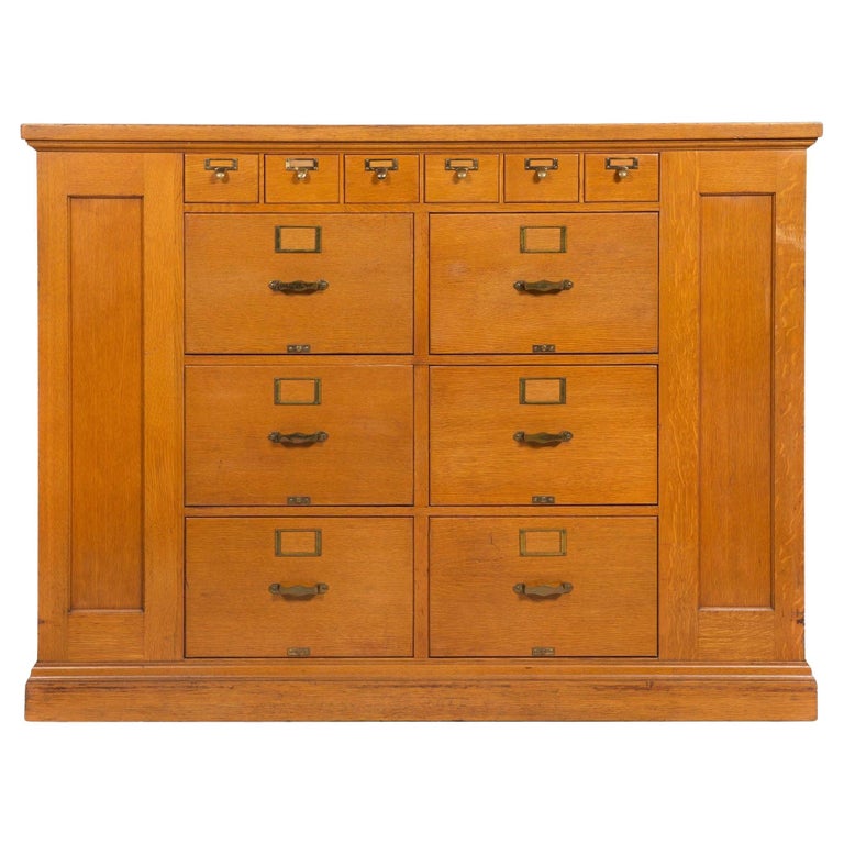 Antique Arts and Crafts Oak Library Filing Cabinet and Bookshelves ...