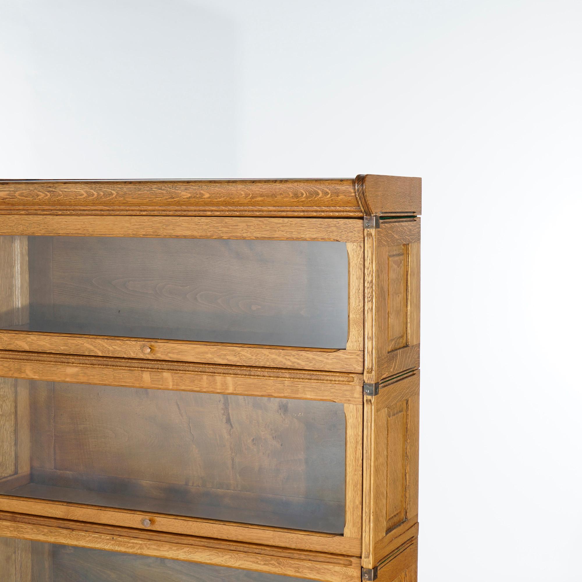 Antique Arts and Crafts Oak Raised Panel Four Stack Barrister Bookcase ...