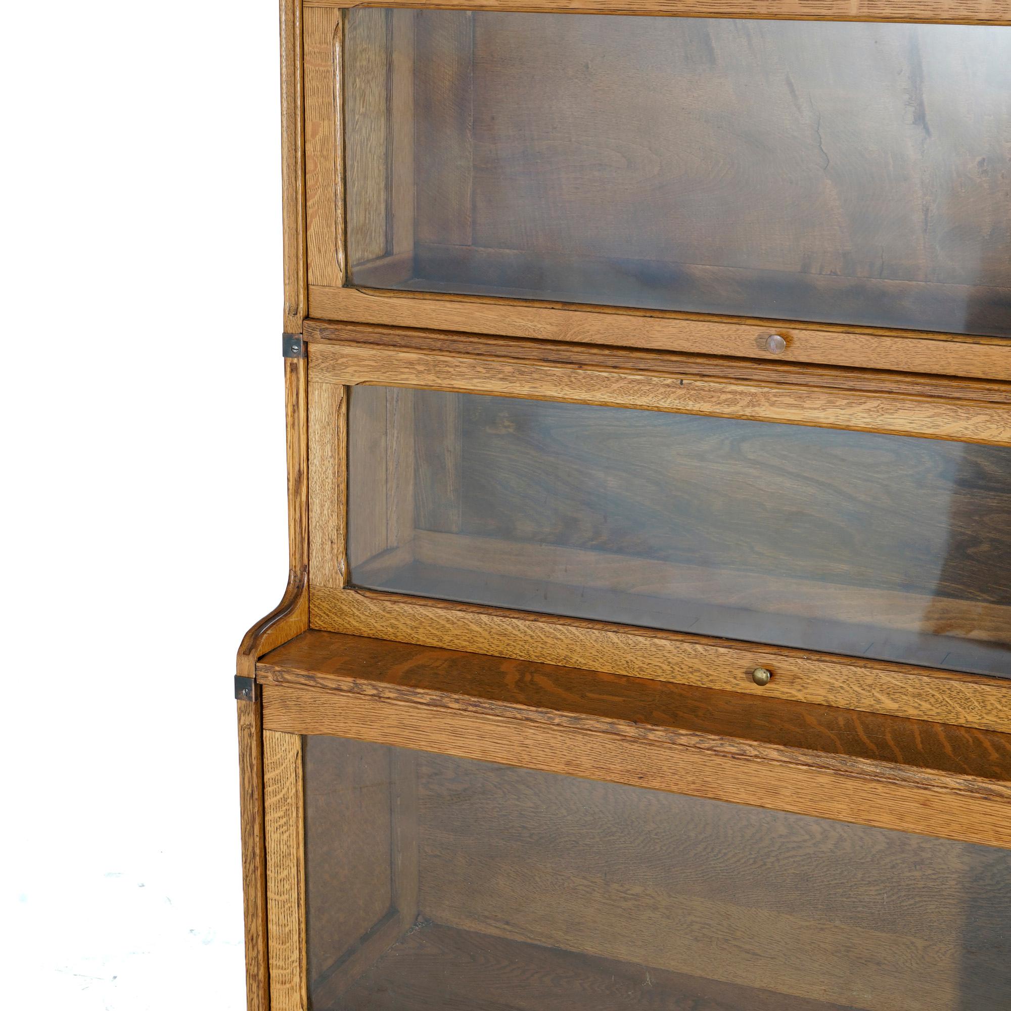 Antique Arts and Crafts Oak Raised Panel Four Stack Barrister Bookcase ...