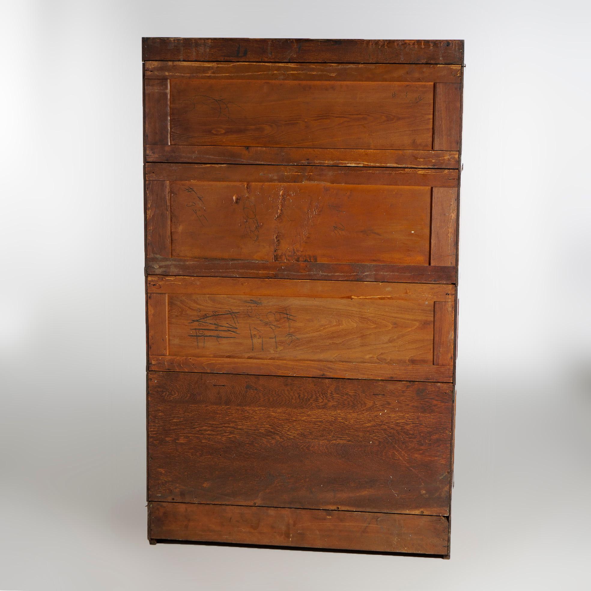 Antique Arts and Crafts Oak Raised Panel Four Stack Barrister Bookcase ...