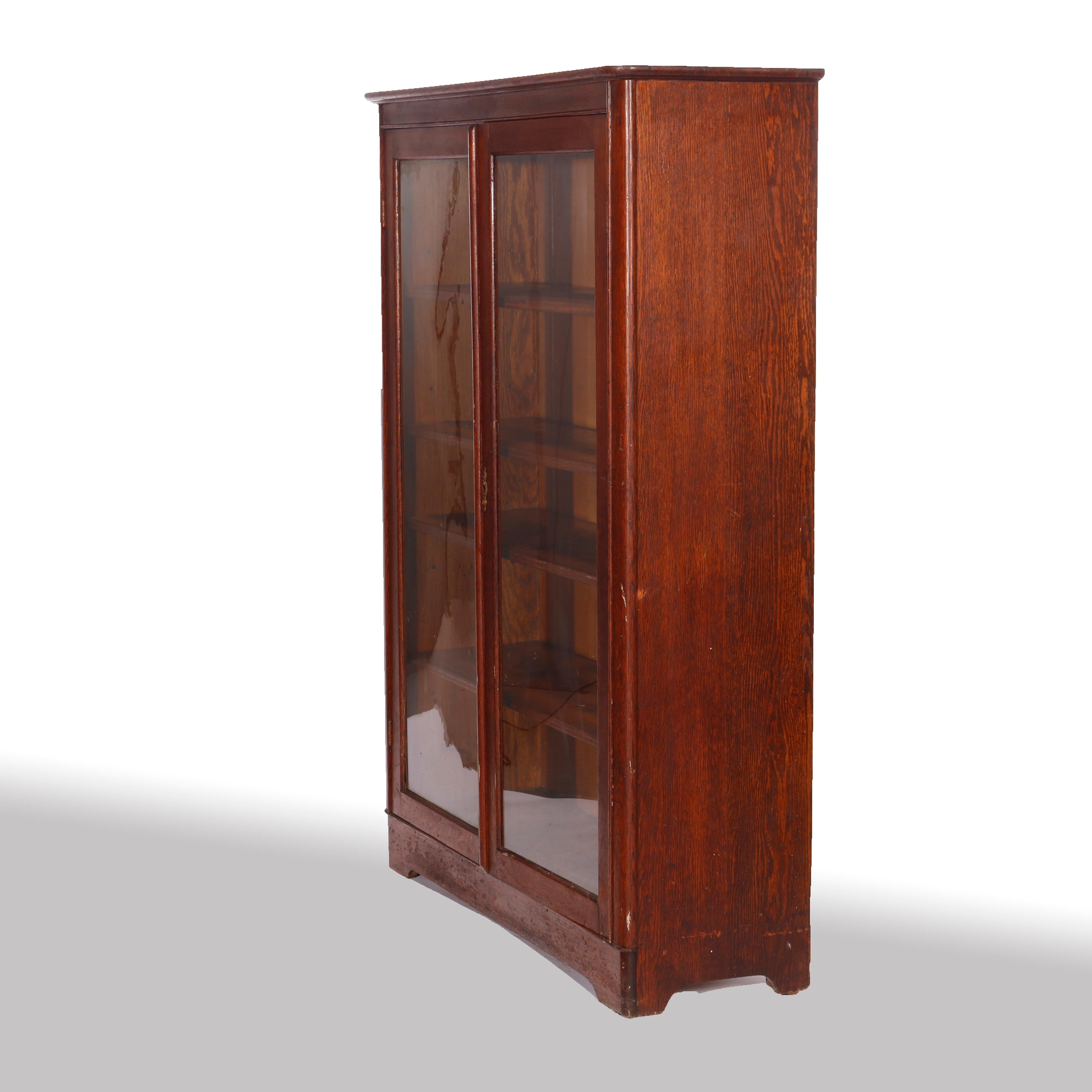 Antique Arts and Crafts Oak Two-Door Enclosed Bookcase, C1910 at ...