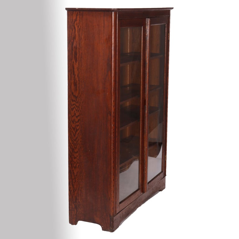 Antique Arts and Crafts Oak Two-Door Enclosed Bookcase, C1910 For Sale ...