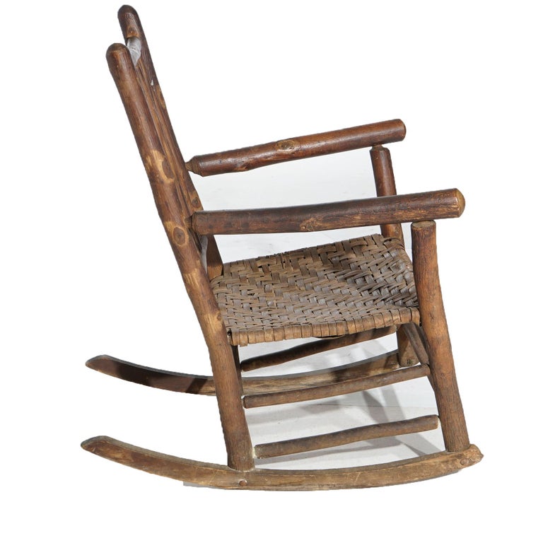 Antique Arts and Crafts Old Hickory Stick Form Rocking Chair, Signed ...
