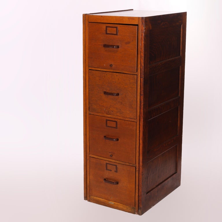 Antique Arts and Crafts Paneled Oak Filing Cabinet, C1910 at 1stDibs