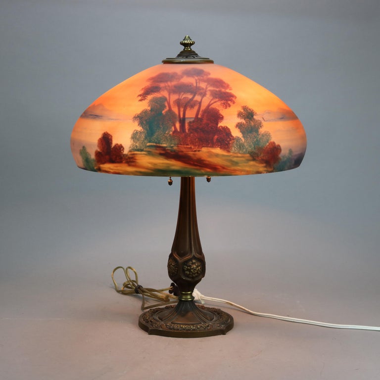 Antique Arts and Crafts Pittsburgh Reverse Painted Table Lamp circa ...