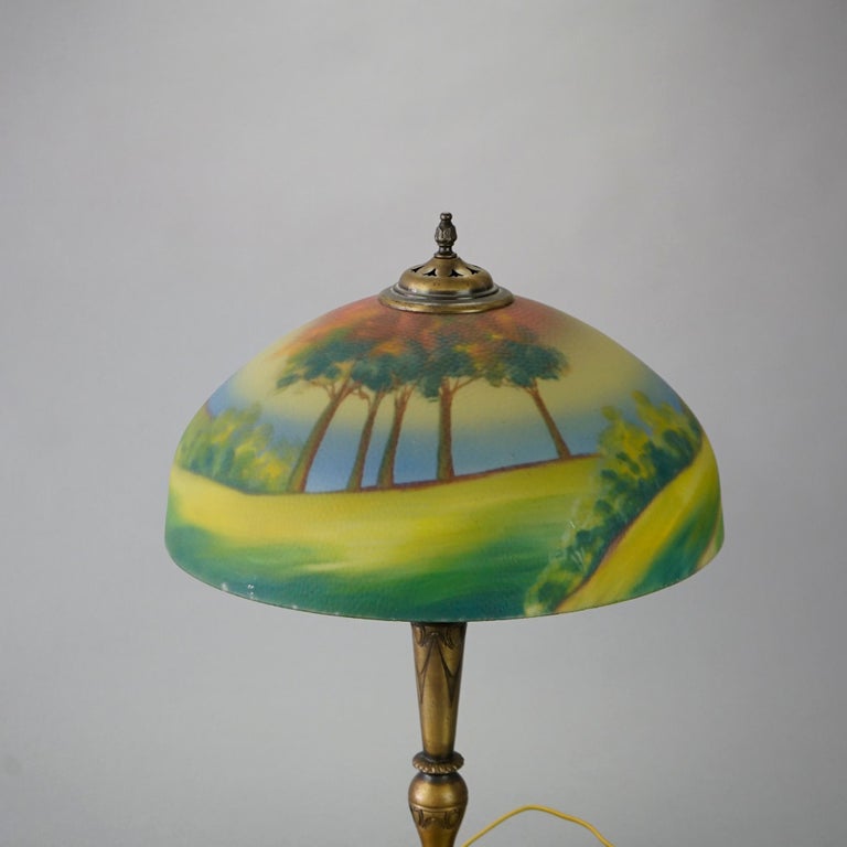 Antique Arts and Crafts Pittsburgh School Reverse Painted Table Lamp ...
