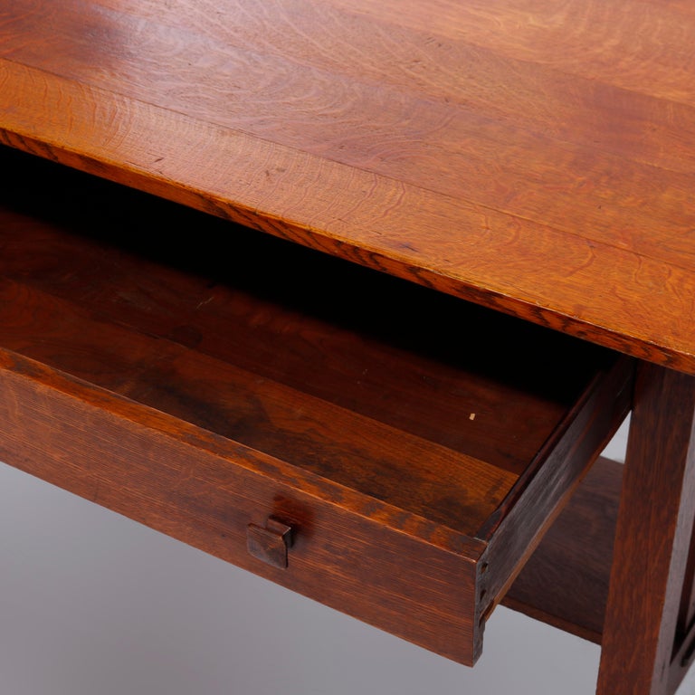 Antique Arts and Crafts Quaint Stickley Bros Oak Library Table, c1910 ...