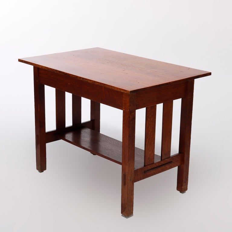 Antique Arts and Crafts Quaint Stickley Bros Oak Library Table, c1910 ...