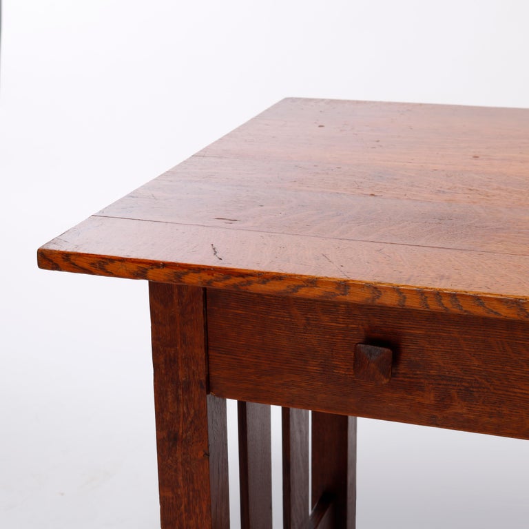 Antique Arts and Crafts Quaint Stickley Bros Oak Library Table, c1910 ...