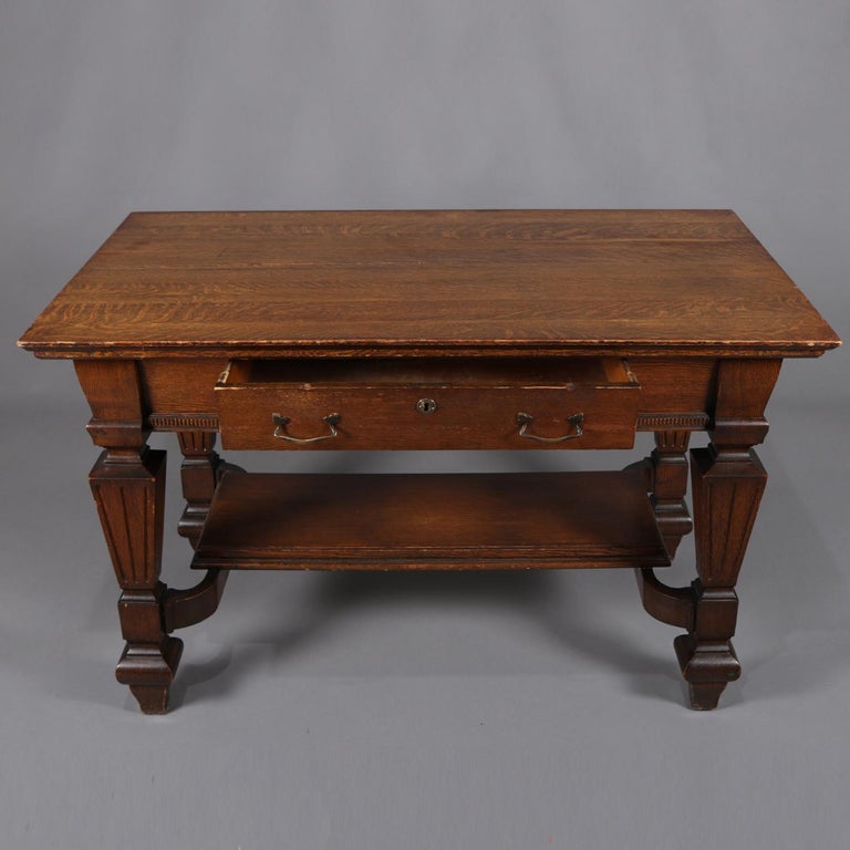 Antique Arts and Crafts R.J. Horner School Quarter Sawn Oak Library ...