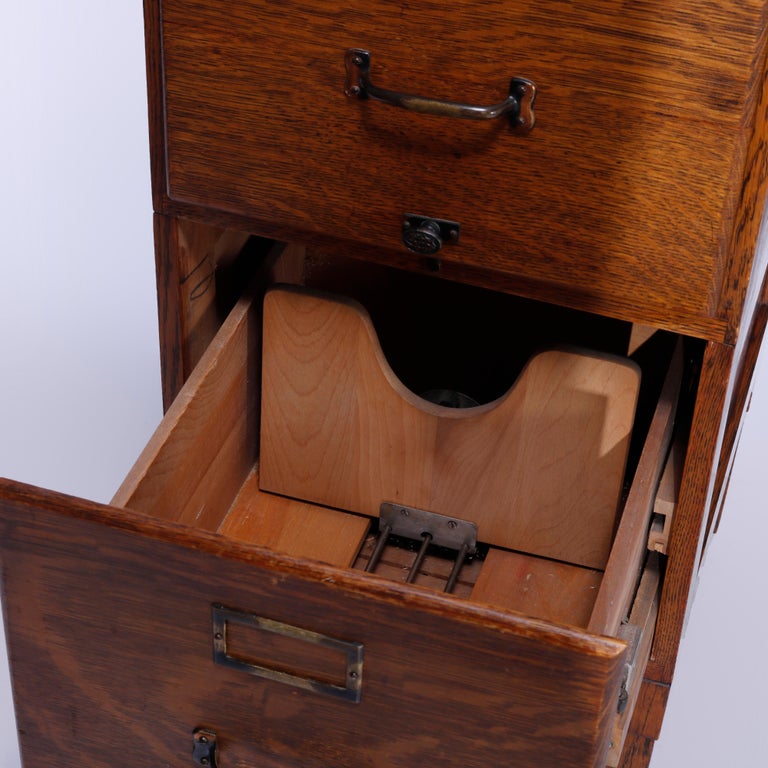 Antique Arts and Crafts Shaw Walker Oak Three-Section Stack File ...