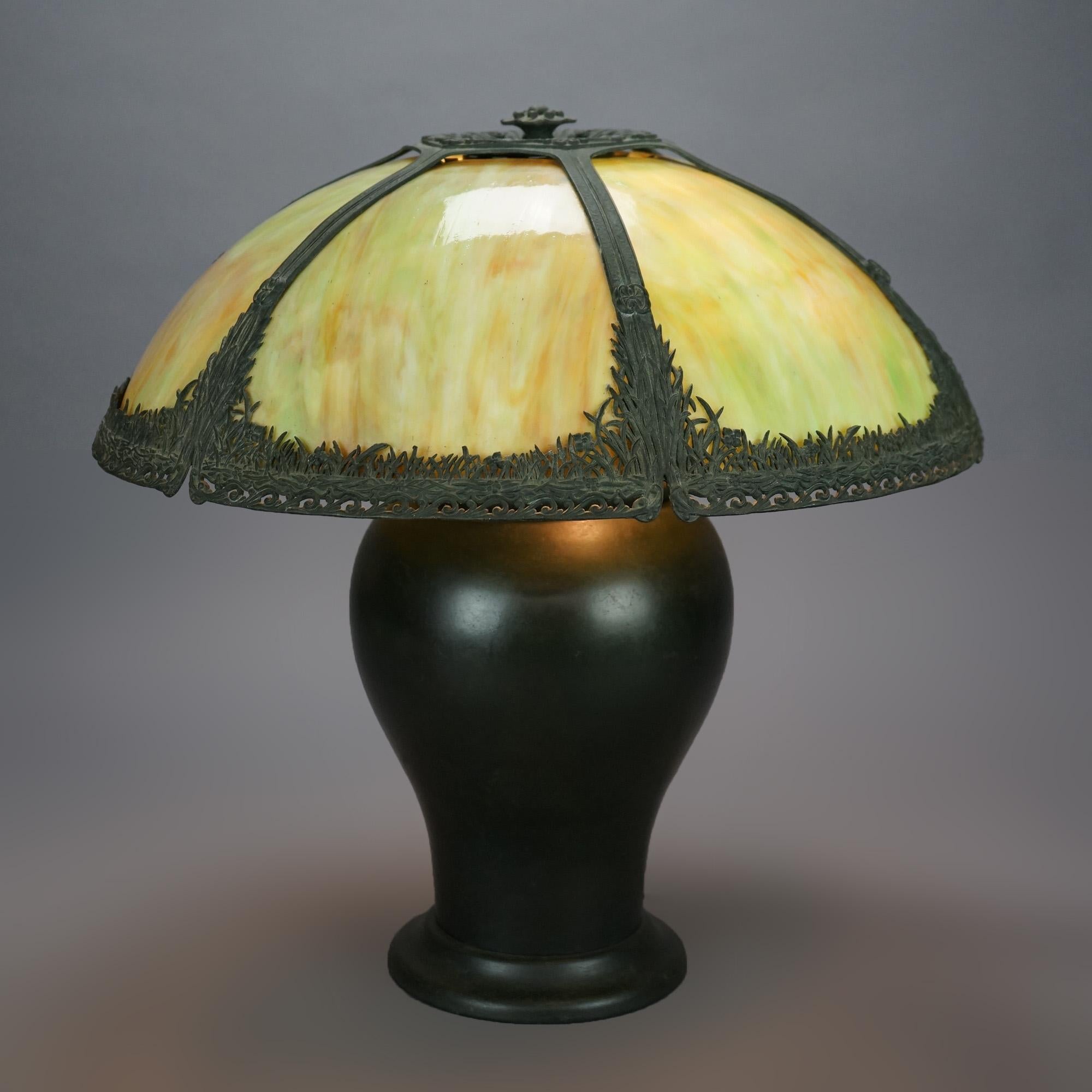 Antique Arts and Crafts Slag Glass Table Lamp, Circa 1920 at 1stDibs