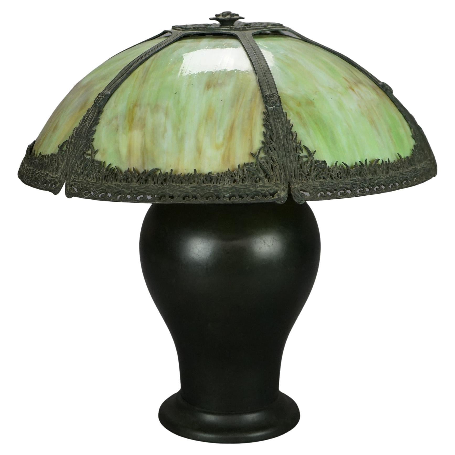 Victorian Bent Slag Glass Table Lamp At 1stdibs
