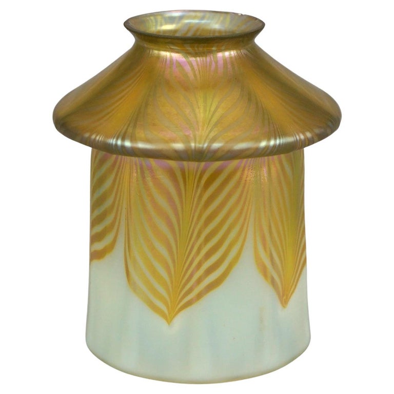Antique Arts and Crafts Steuben Art Glass Pulled Feather Shade, Circa ...
