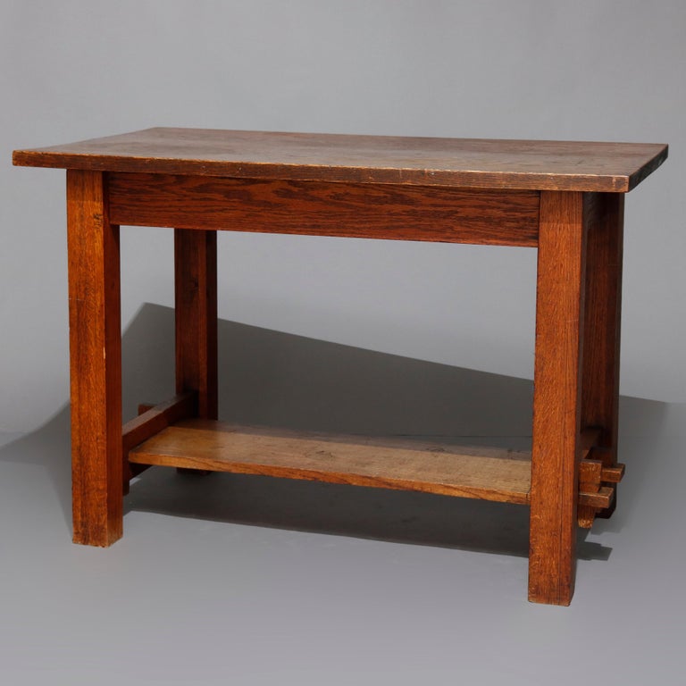 Antique Arts and Crafts Stickley Bros. School Mission Oak Library Table ...