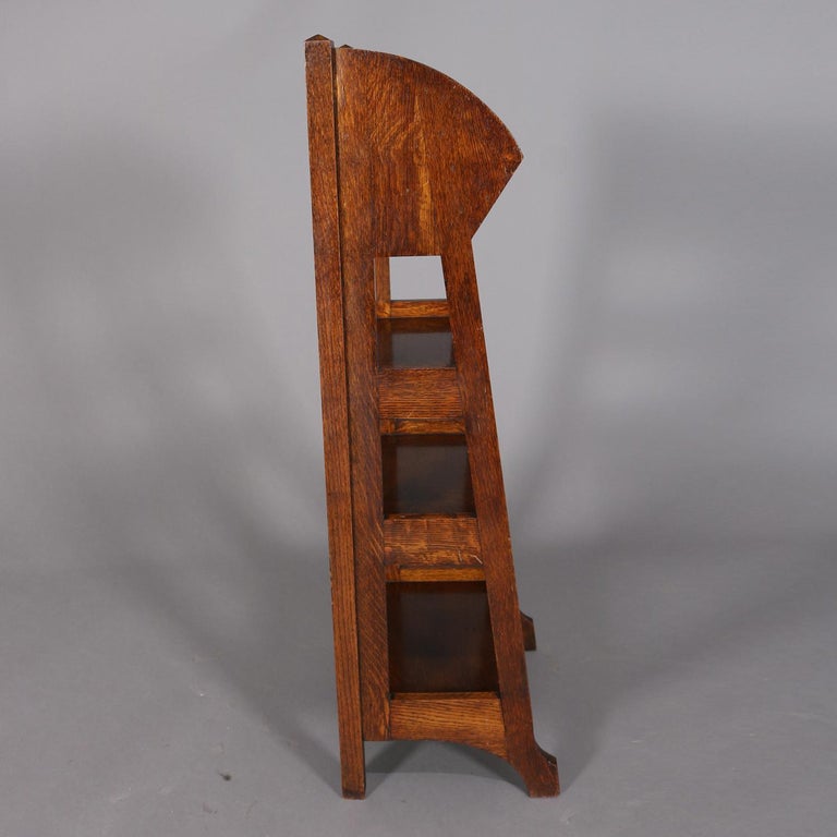 Antique Arts and Crafts Stickley School Oak Four-Tier Magazine Rack and ...
