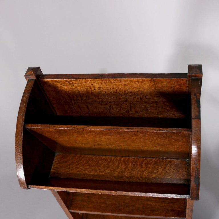 Antique Arts and Crafts Stickley School Oak Four-Tier Magazine Rack and ...