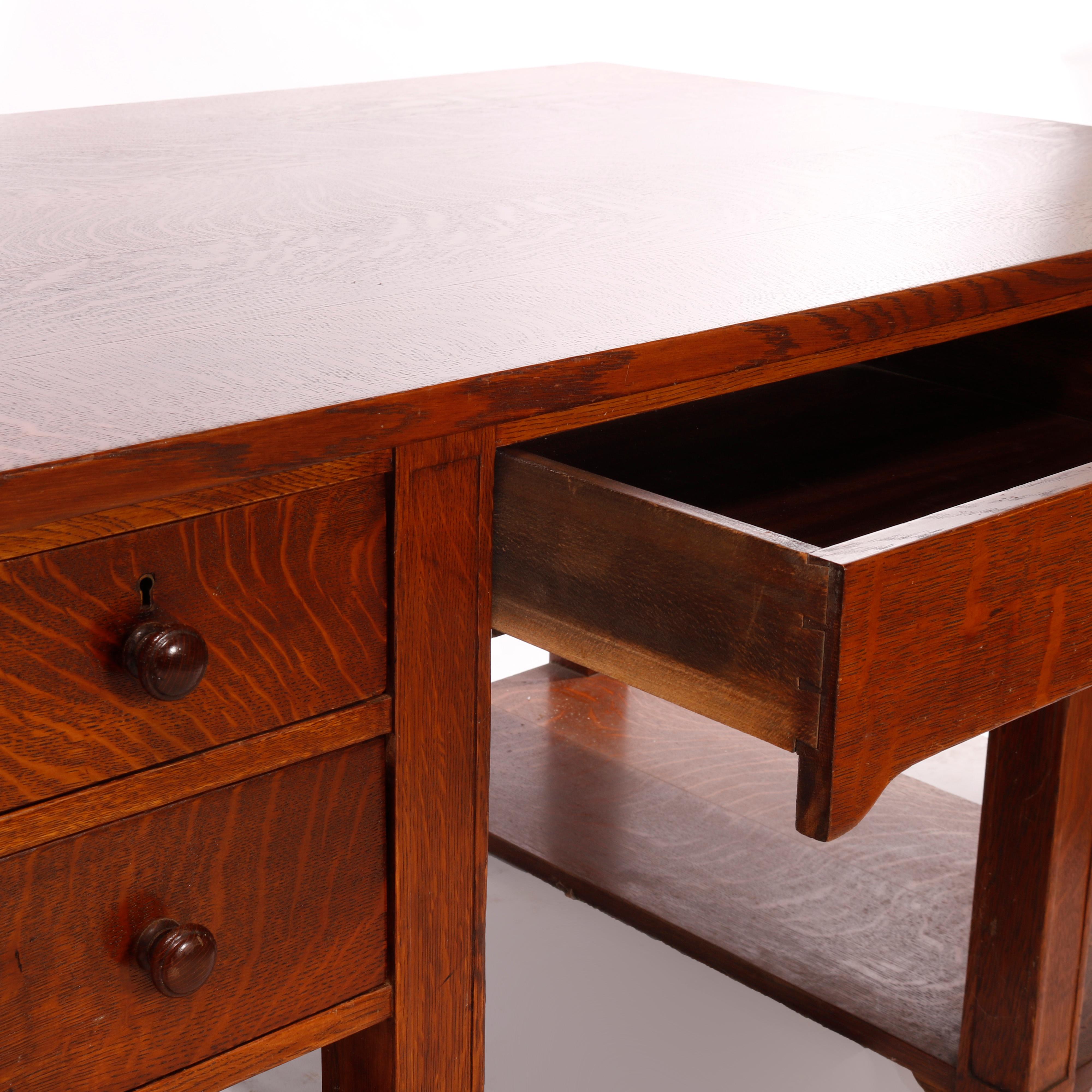Antique Arts and Crafts Stickley School Oak Partners Desk, c1910 at 1stDibs