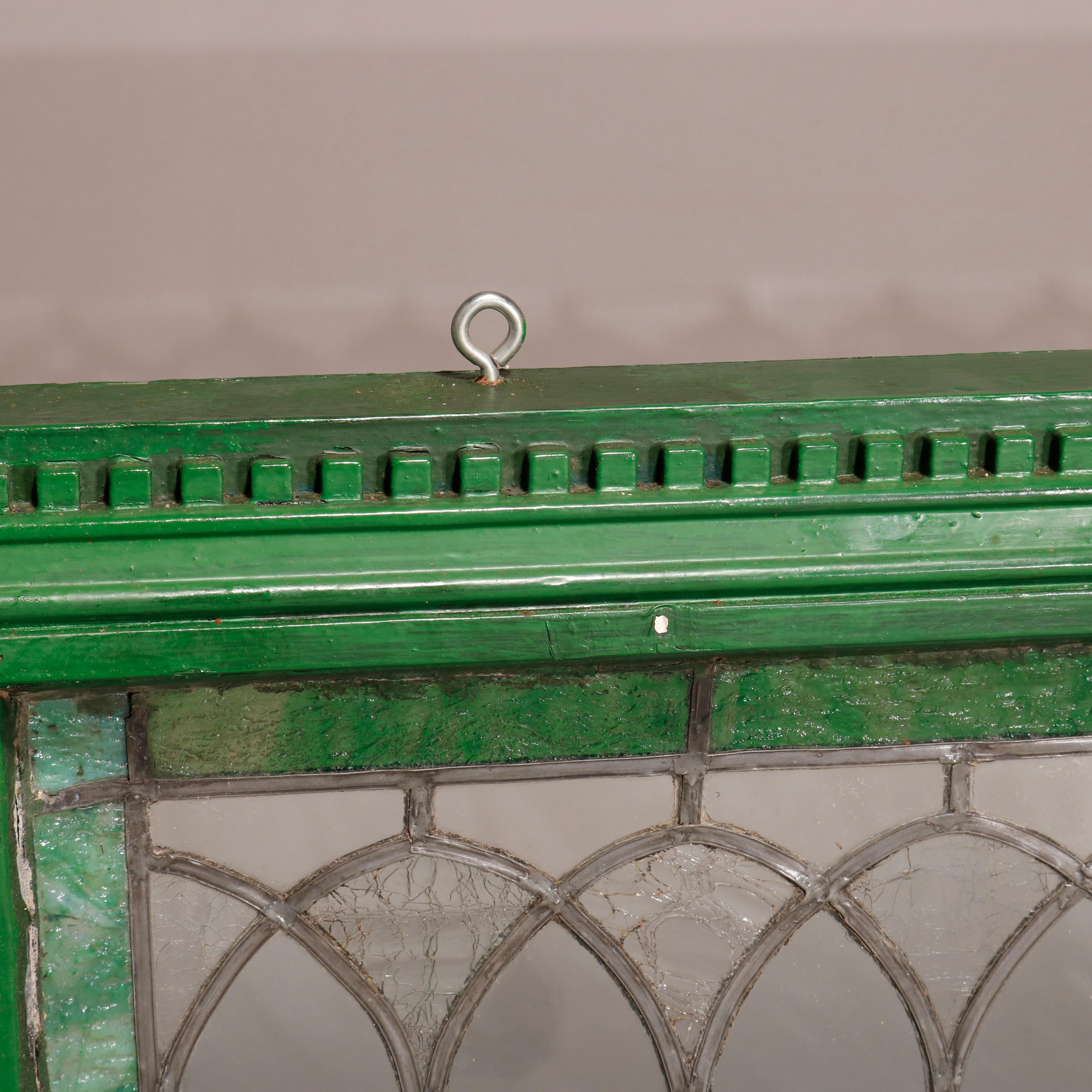 Antique Arts and Crafts Style Leaded and Stained Glass Laurel Wreath ...