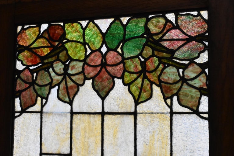 Antique Arts and Crafts Three-Piece Grape Trellis Leaded Glass Windows ...