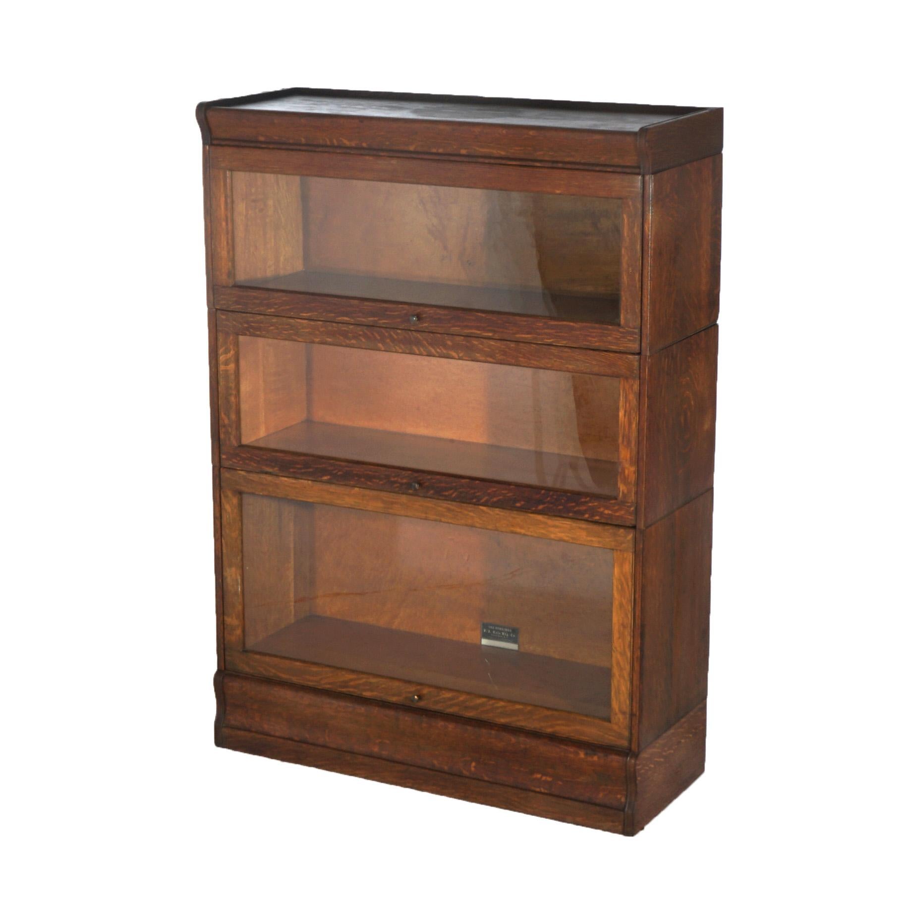 Antique Arts and Crafts Three Stack Oak Barrister Bookcase by Hale ...