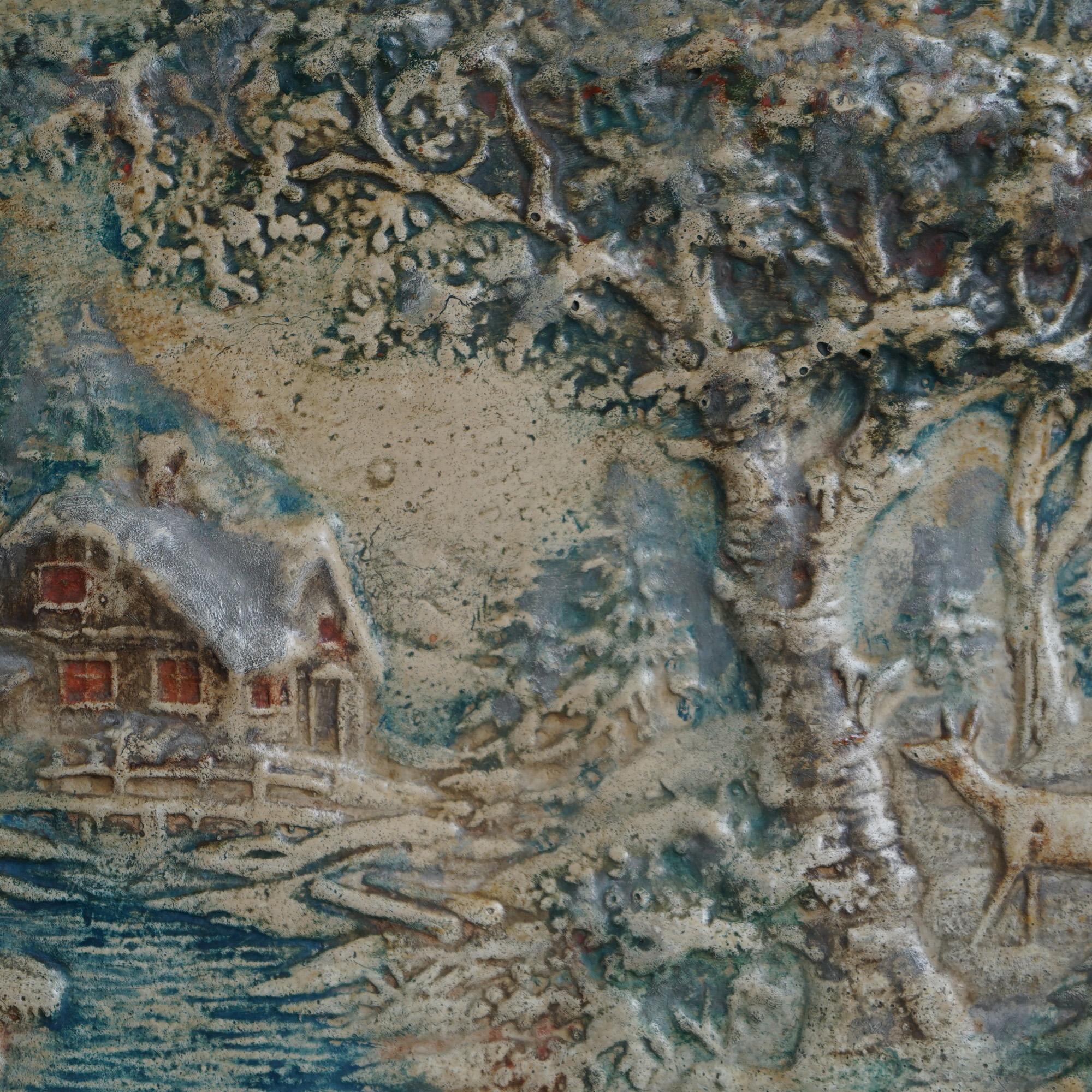 Antique Arts and Crafts Weller Embossed Woodland Landscape Pottery ...