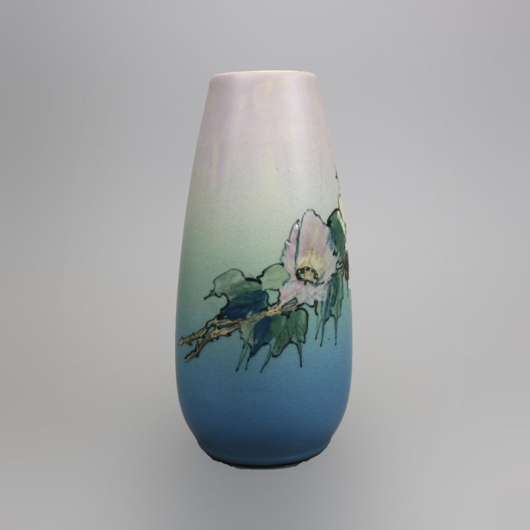 Antique Arts and Crafts Weller Hudson Art Pottery Stylized Floral Vase ...