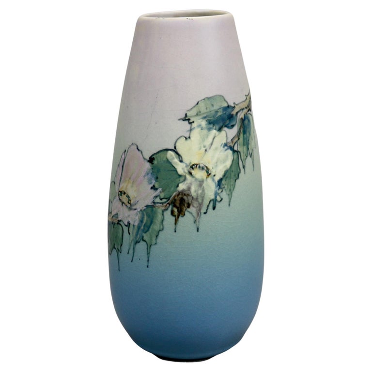 Antique Arts and Crafts Weller Hudson Art Pottery Stylized Floral Vase, circa 1920 at 1stDibs