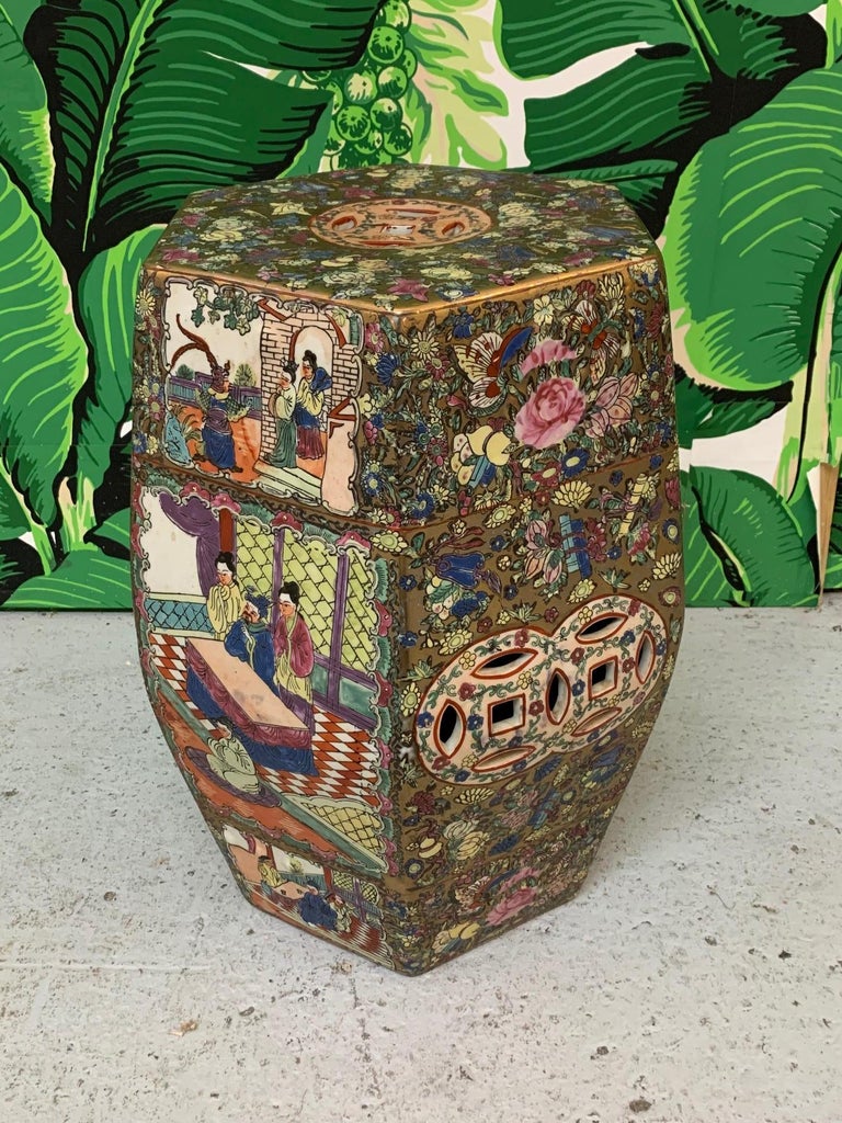 Antique Asian Chinoiserie Ceramic Garden Stool at 1stDibs