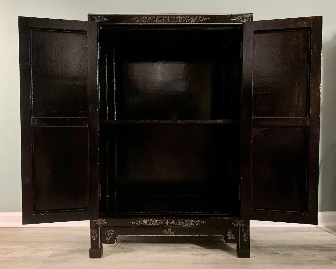 Asian Chinoiserie Style Cabinet With Semi-Precious Stone Inlay For Sale ...