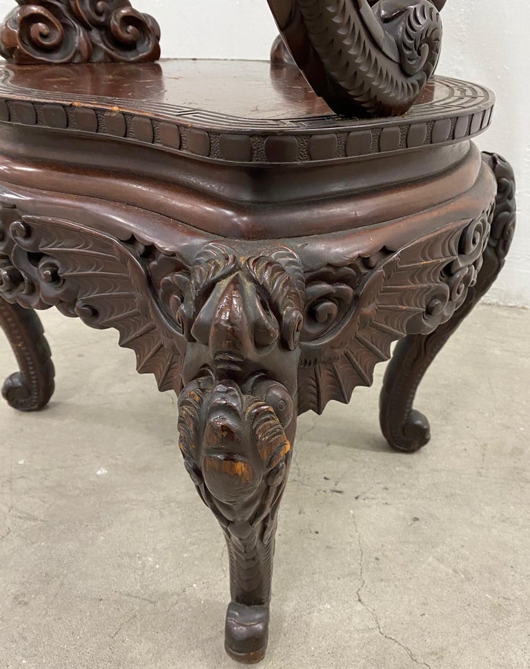 Antique Asian Hand Carved Full Body Dragon Armchair at 1stDibs