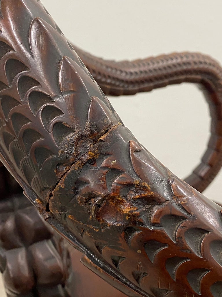 Antique Asian Hand Carved Full Body Dragon Armchair at 1stDibs