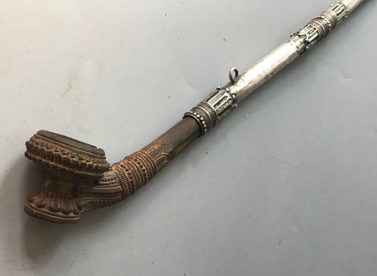Antique Asian Karen Hill Tribe Fine Enamel Silver Pipe Collectible ...