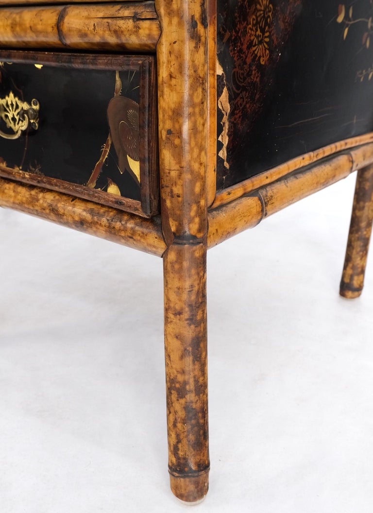 Antique Asian Oriental Chinese Burned Bamboo Hand Painted Decorated ...