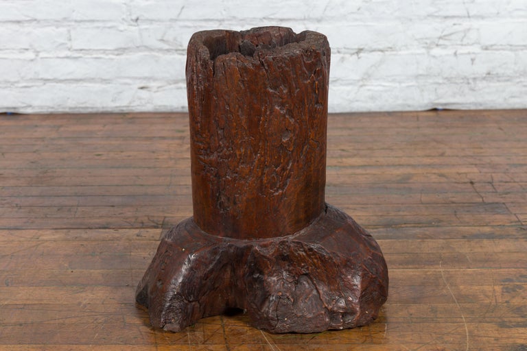 Antique Asian Teak Wood Folk Style Tree Trunk Planter Originally Used ...