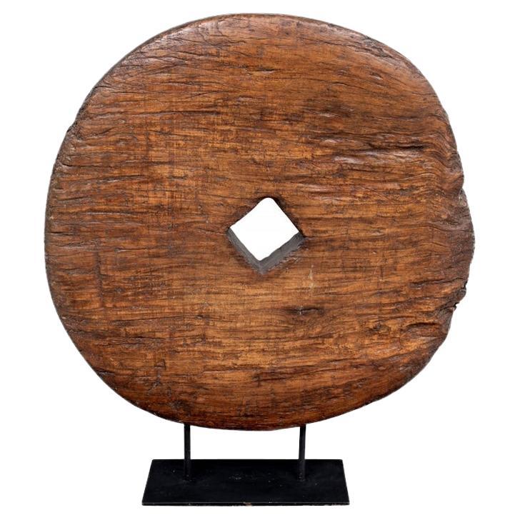 Antique Mounted Wooden Work Wheel from India at 1stDibs