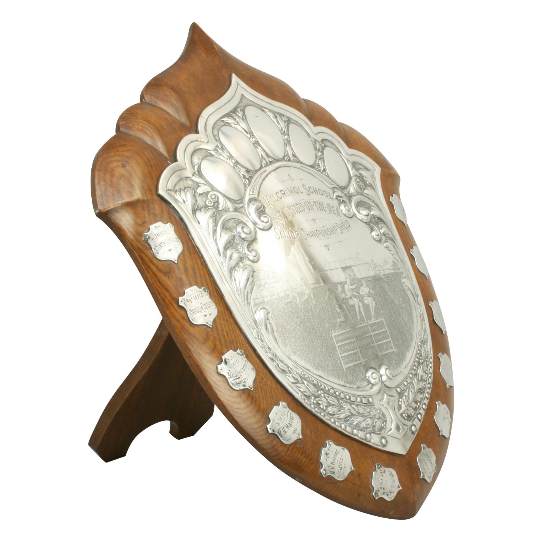 Antique Athletic Presentation Shield Trophy, Walker and Hall at 1stDibs