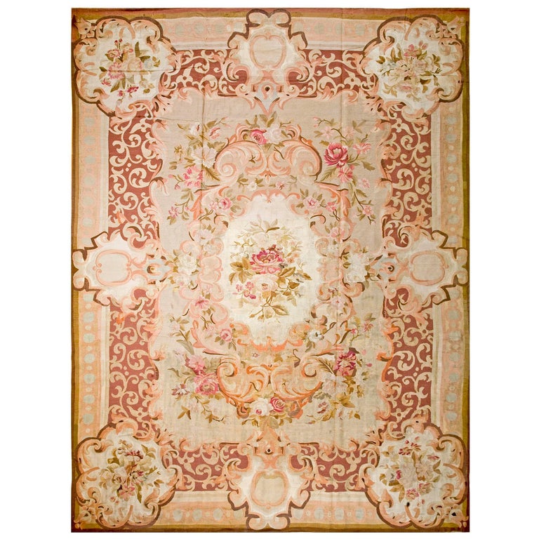 Antique French Aubusson Rug 11' 6" x 14' 8" For Sale at 1stDibs