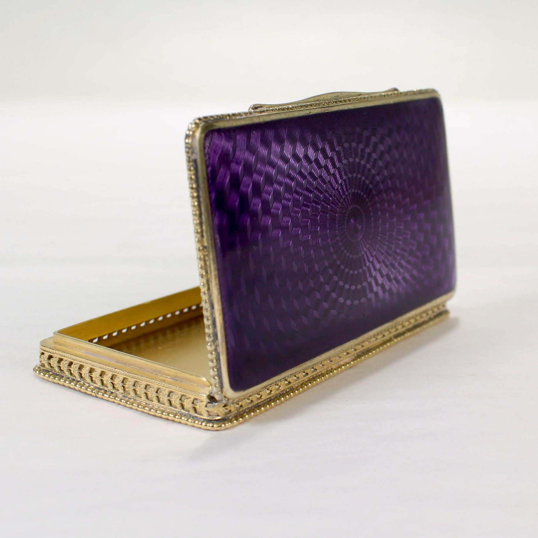 Antique Austrian 900 Silver and Guilloche Enamel Compact or Covered Box ...