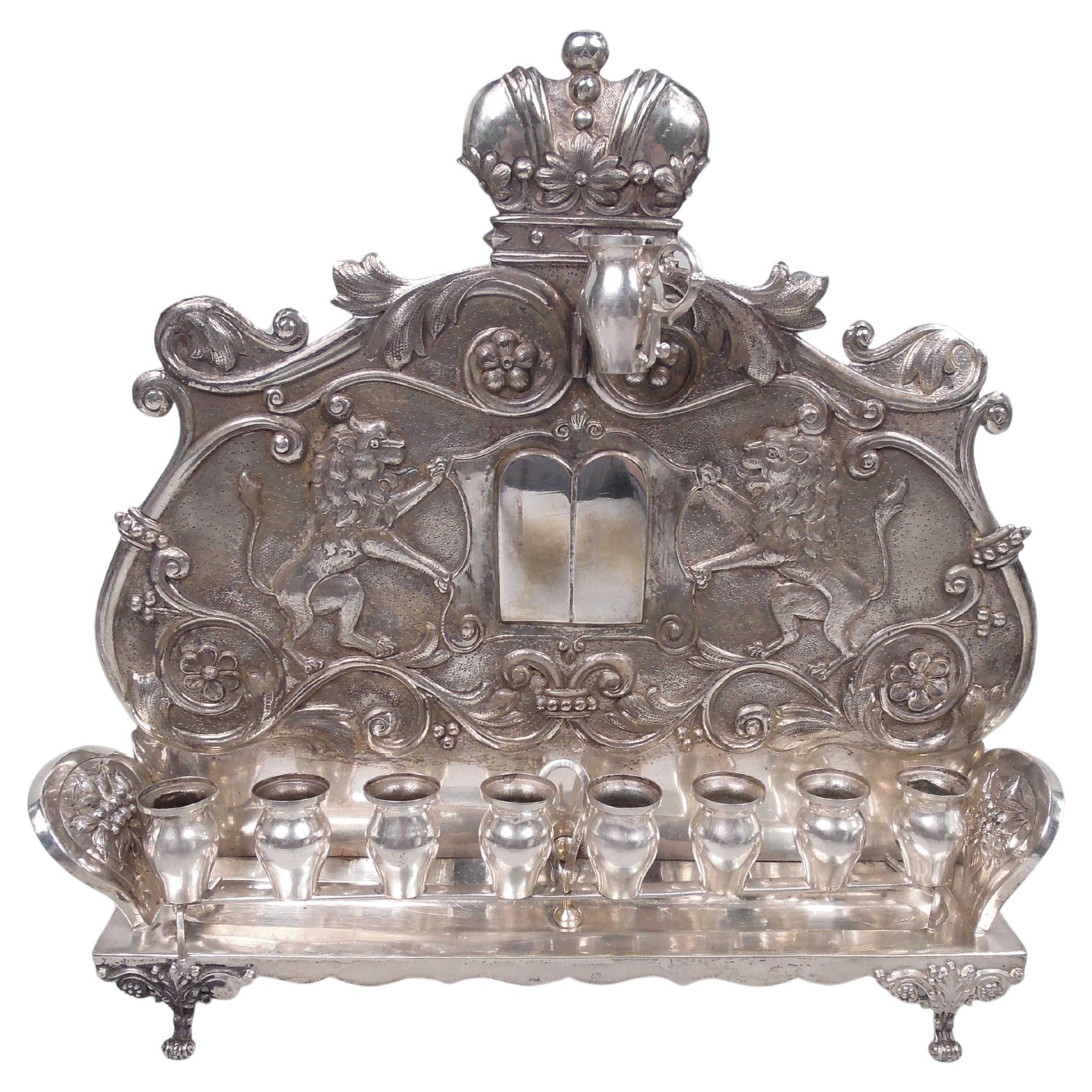 Antique Austrian Baroque Silver Chanukah Menorah For Sale at 1stDibs